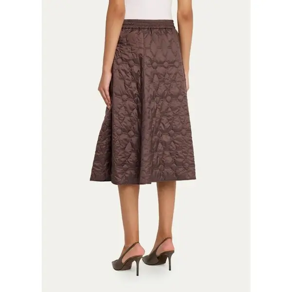 Brunello Cucinelli Quilted Volume A-line Midi Skirt