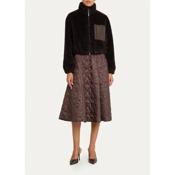 Brunello Cucinelli Quilted Volume A-line Midi Skirt