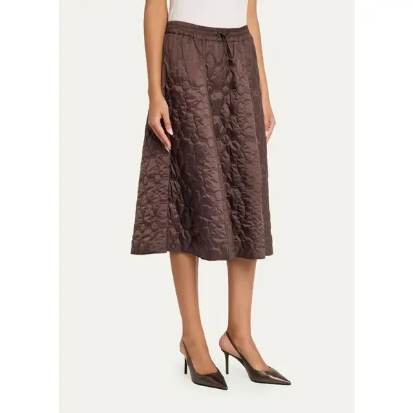 Brunello Cucinelli Quilted Volume A-line Midi Skirt