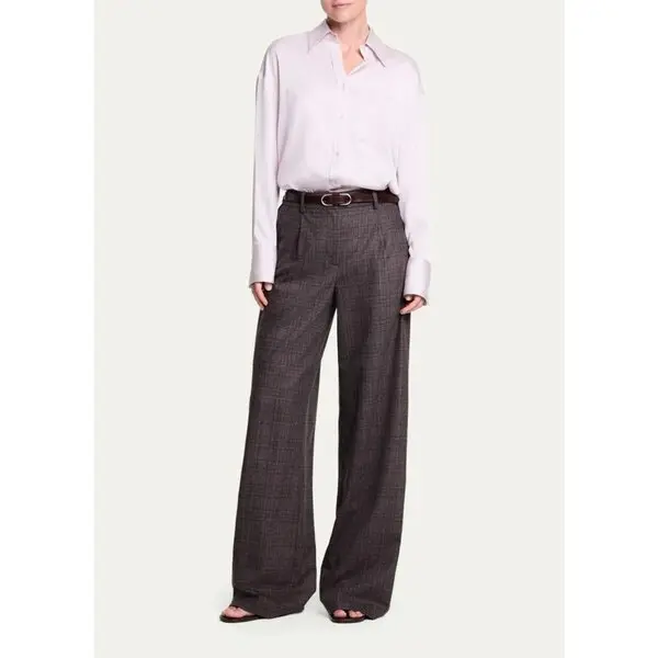 TWP Hudson Checked Pleated Straight-leg Pants