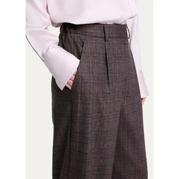 TWP Hudson Checked Pleated Straight-leg Pants