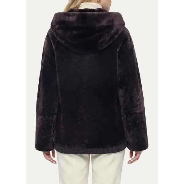 Gorski Select Textured Shearling Lamb Hooded Jacket