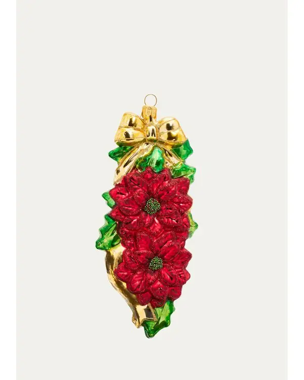 IMPULS Christmas Poinsettia Glass Ornat