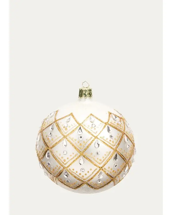 Bergdorf Goodman Glitter Lattice Ball Christmas Ornat