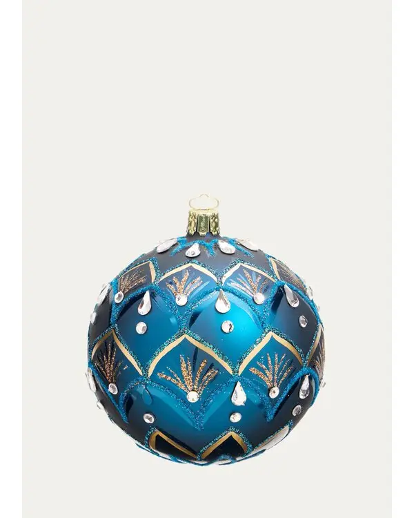 Bergdorf Goodman Art Deco Christmas Ornat - Blue