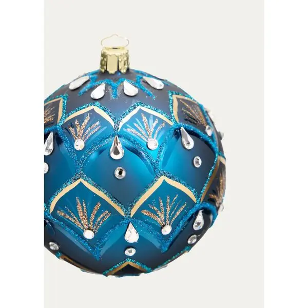 Bergdorf Goodman Art Deco Christmas Ornat - Blue