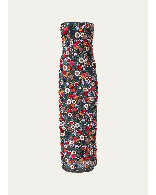 Carolina Herrera Embellished Strapless Ankle Dress