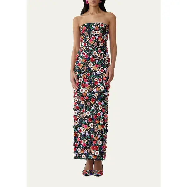Carolina Herrera Embellished Strapless Ankle Dress