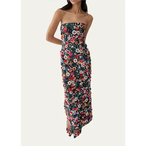 Carolina Herrera Embellished Strapless Ankle Dress