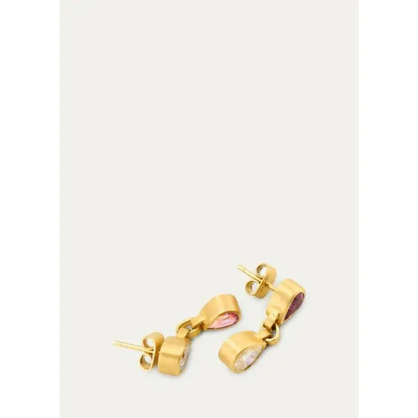 DARIUS 18k Yellow Gold Pink Sapphire & Diamond Drop Earrings, 1.69tcw