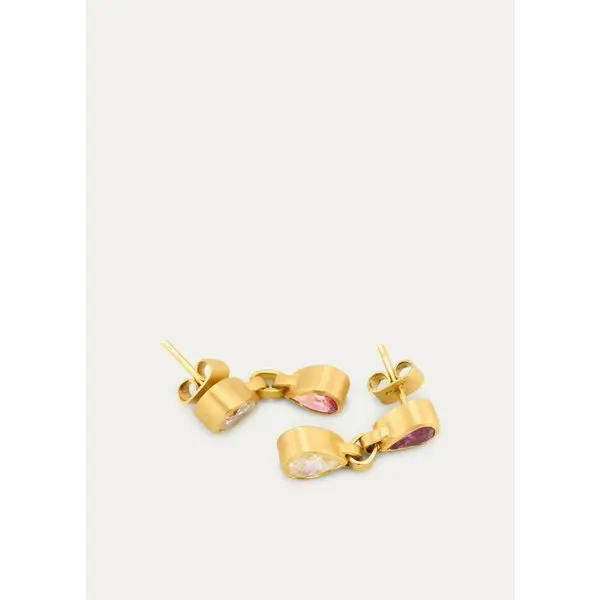 DARIUS 18k Yellow Gold Pink Sapphire & Diamond Drop Earrings, 1.69tcw