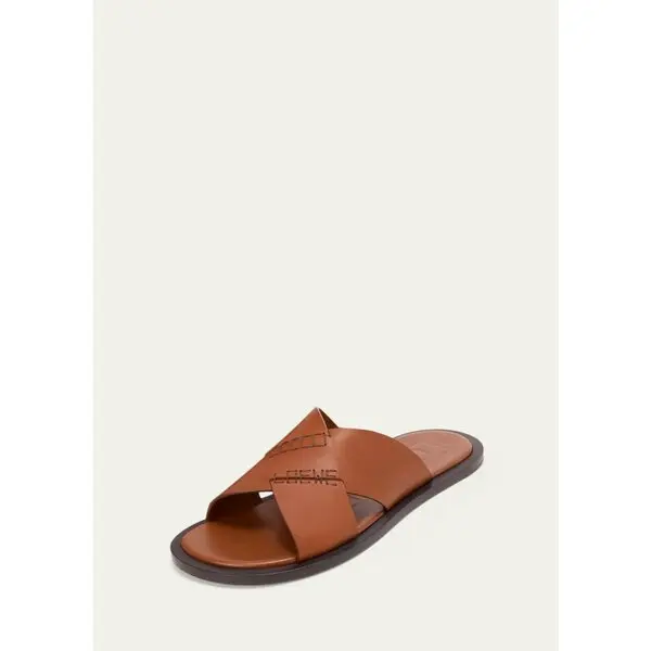Loewe X Paula's Ibiza Flex Crisscross Leather Slide Sandals
