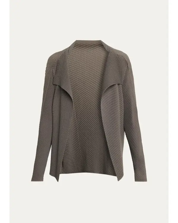 Issey Miyake Misty Pleats Open Cardigan - Gray