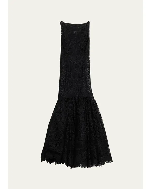 Prabal Gurung High-neck Sleeveless Lace Mermaid Gown - Black