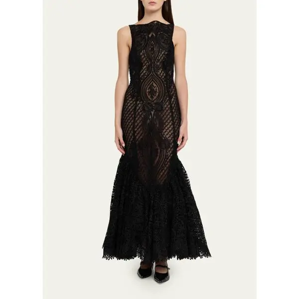 Prabal Gurung High-neck Sleeveless Lace Mermaid Gown