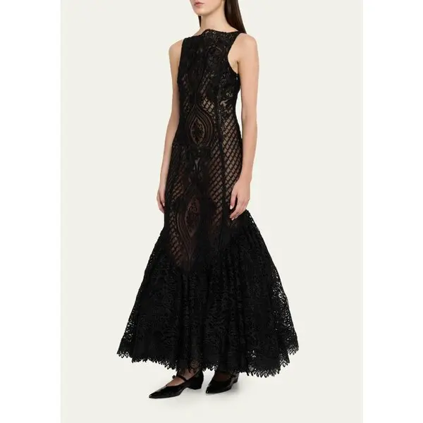 Prabal Gurung High-neck Sleeveless Lace Mermaid Gown
