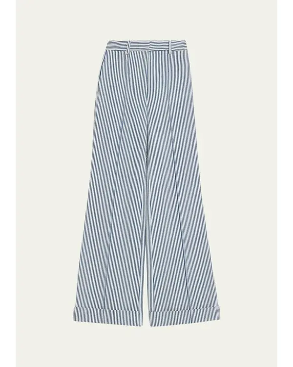 Adam Lippes Deeda Striped Twill Wide-leg Pants