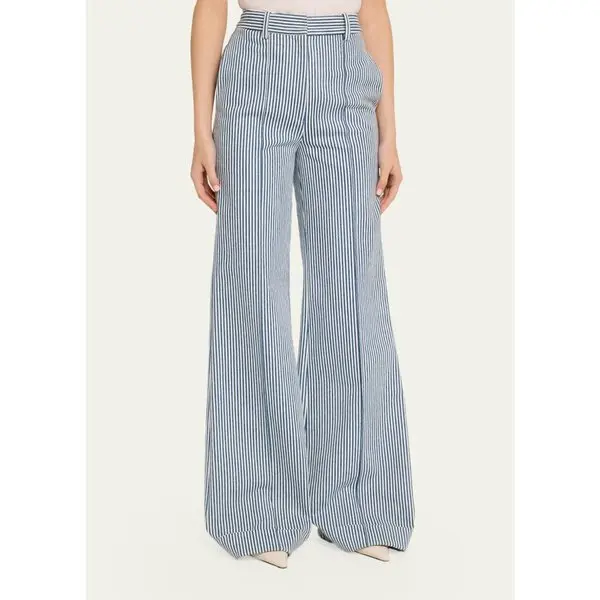 Adam Lippes Deeda Striped Twill Wide-leg Pants