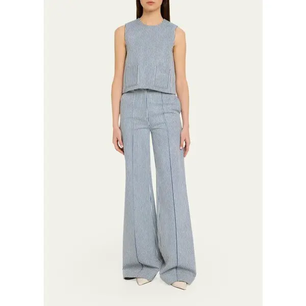 Adam Lippes Deeda Striped Twill Wide-leg Pants