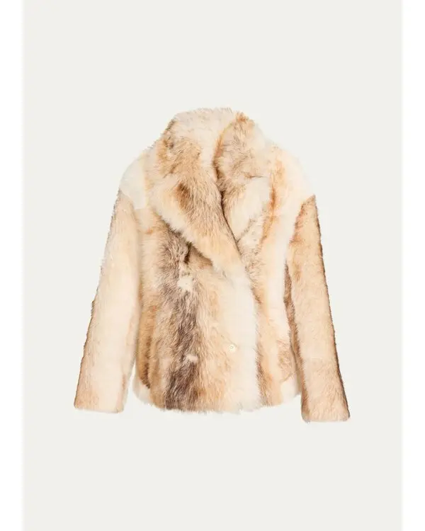 YVES SALOMON Lamb Shearling Double-breasted Short Coat