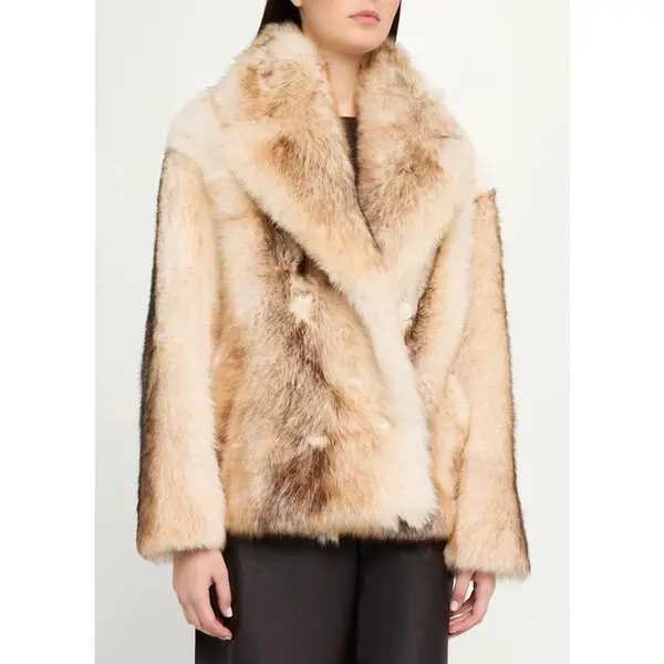 YVES SALOMON Lamb Shearling Double-breasted Short Coat