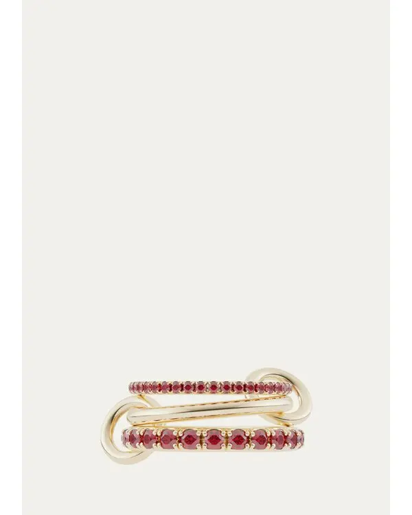 SPINELLI KILCOLLIN Norah 18k Yellow Gold Red Pave 3-band Ring