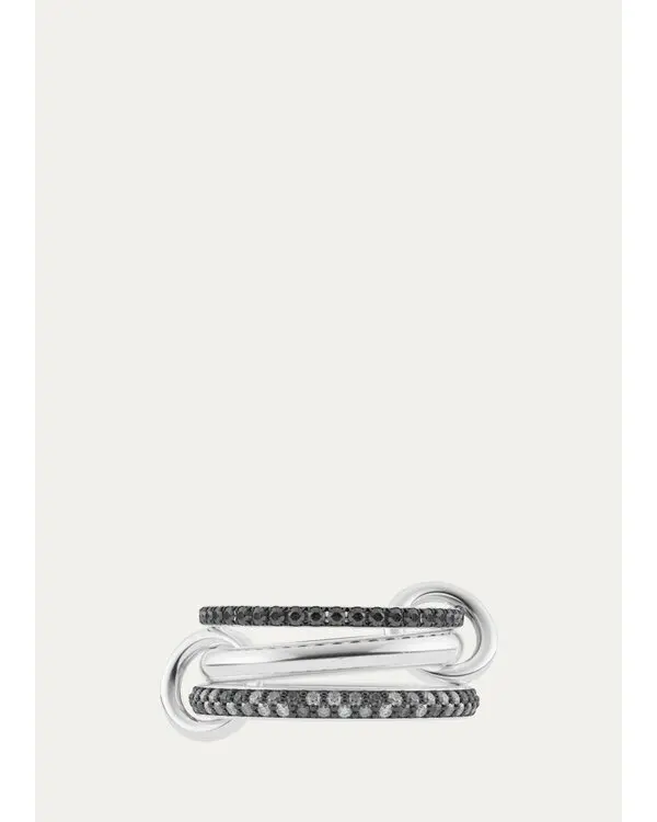 SPINELLI KILCOLLIN Scorpio Sterling Silver Diamond Pave 3-band Ring - Black