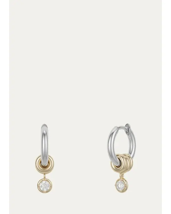 SPINELLI KILCOLLIN Zahra 18k Gold And Sterling Diamond Drop Huggie Earrings - Silver