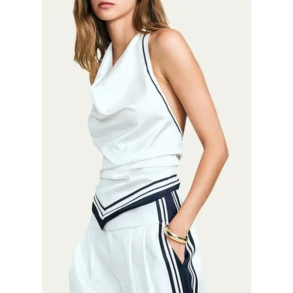 SEROYA Nicola Satin Cowl-neck Scarf Top
