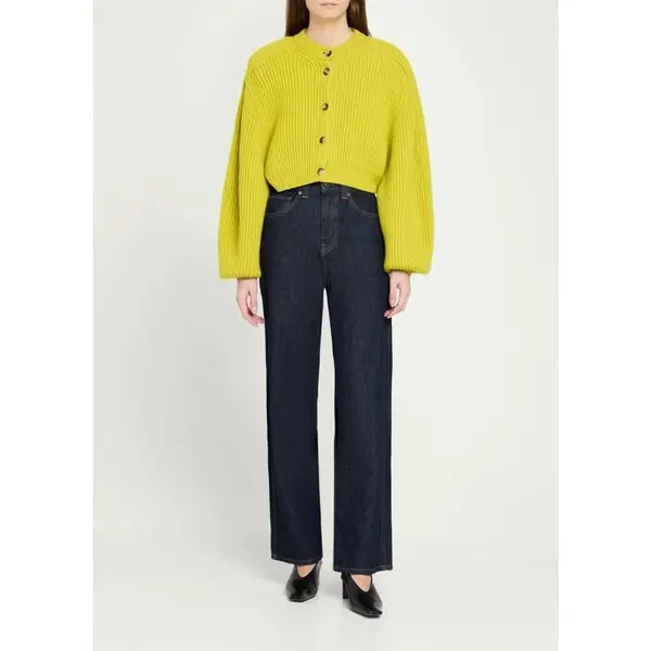 RÙADH The Cadogan Cashmere Rib Crop Crewneck Cardigan