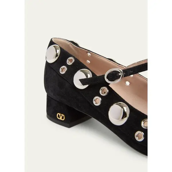 Valentino Garavani 30mm Nellcote Studded Suede Ballerina Pumps