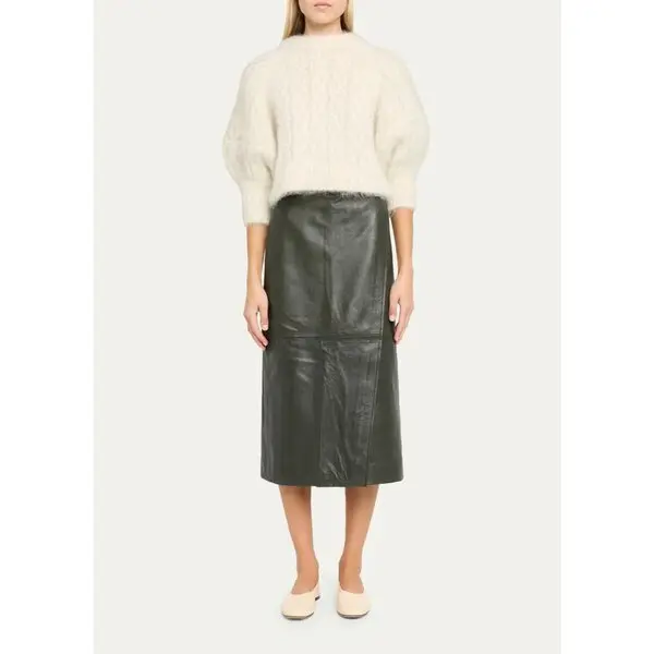 RÙADH The Este Leather Midi Wrap Skirt