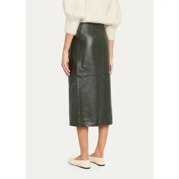 RÙADH The Este Leather Midi Wrap Skirt