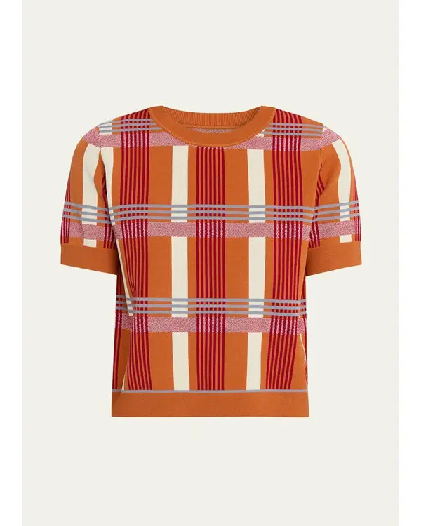 ZANKOV Plaid Short-sleeve Sweater