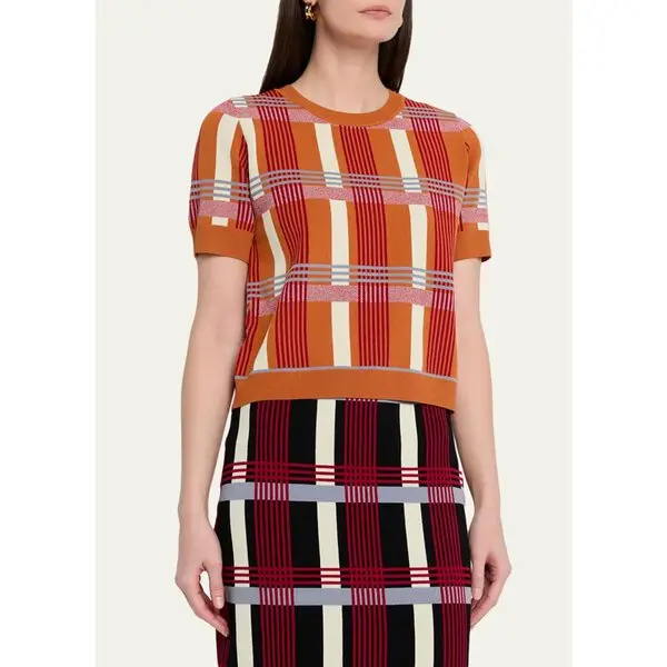 ZANKOV Plaid Short-sleeve Sweater