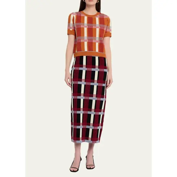 ZANKOV Plaid Short-sleeve Sweater