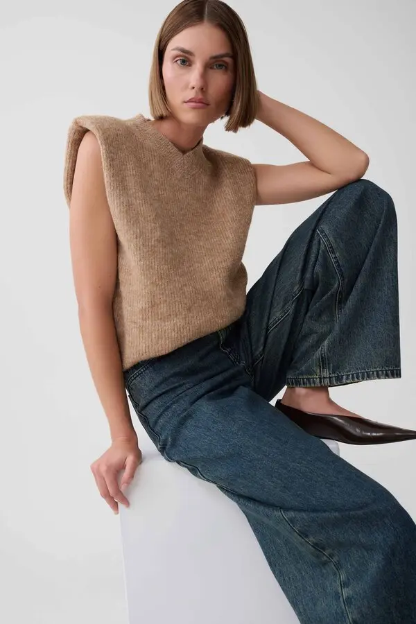 Meshki Briair Knit Vest With Shoulder Pads