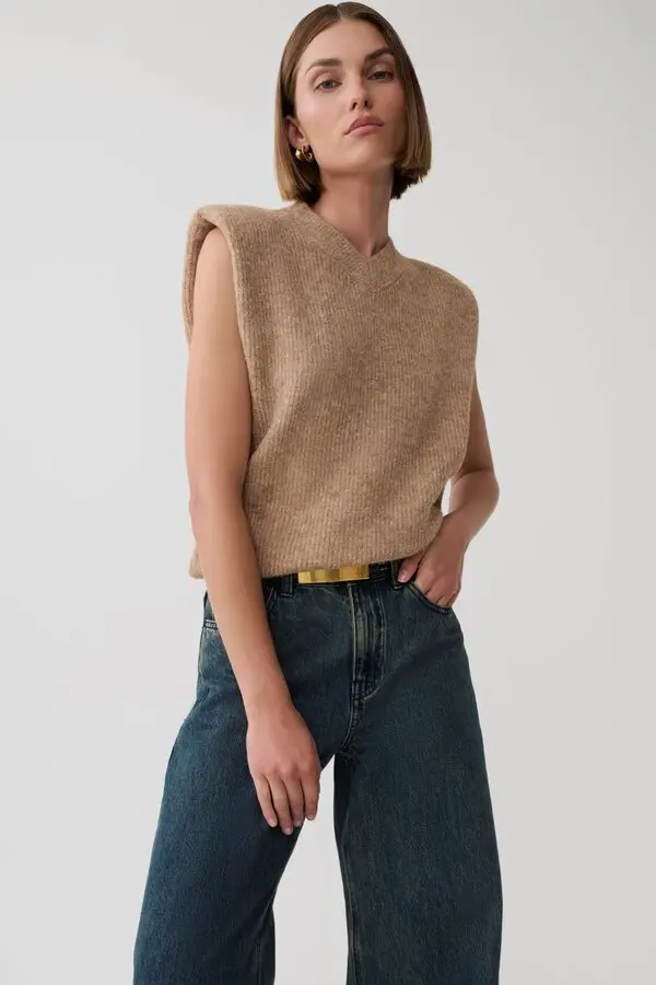 Meshki Briair Knit Vest With Shoulder Pads