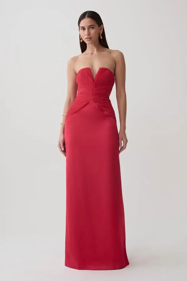 Meshki Aiyana Pleated Strapless Maxi Dress