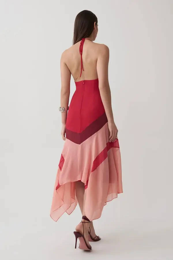 Meshki Bettina Chiffon Halter Neck Midi Dress