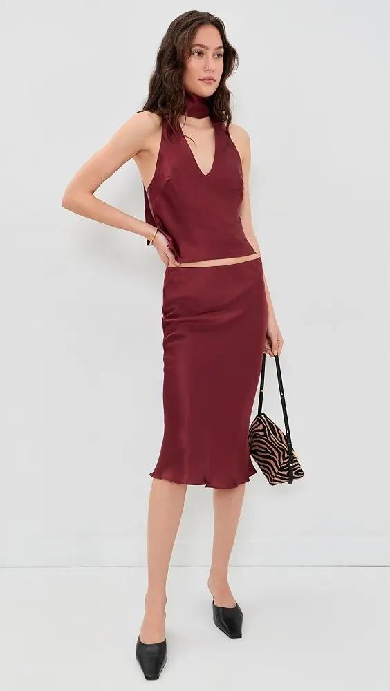 REFORMATION Pomelle Silk Two Piece Set