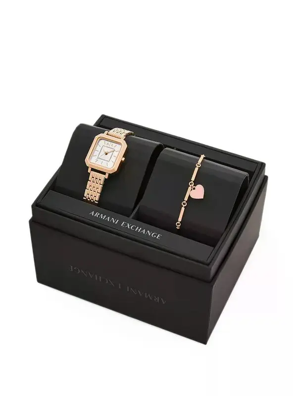 Armani Exchange Square-face 27mm Watch And Bracelet Set