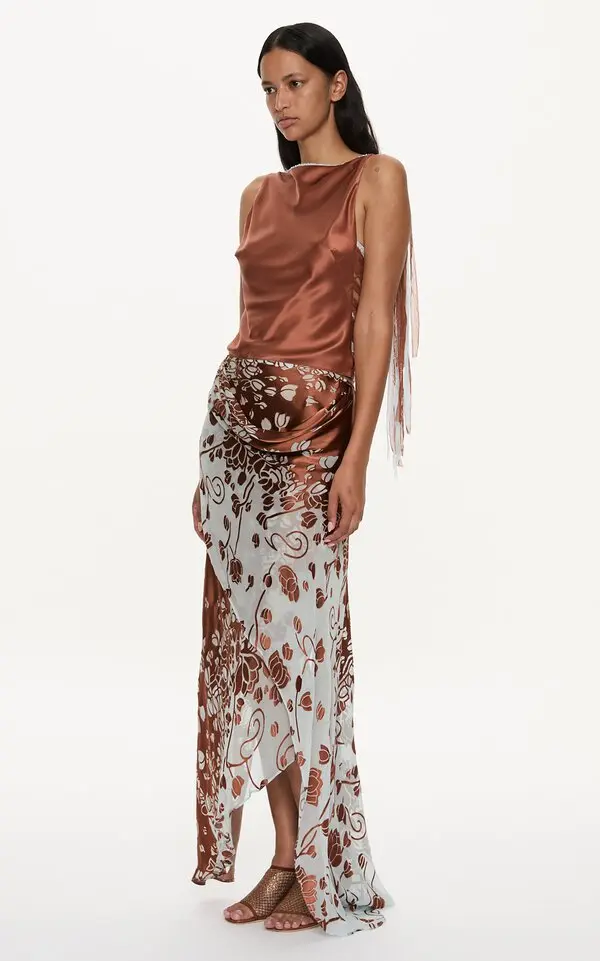 Christopher Esber Burnout Cowl Hip Slip Maxi Skirt