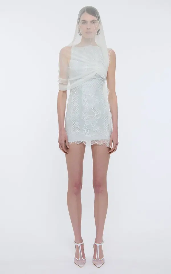 Christopher Esber Calla Lace Veil Silk Mini Dress