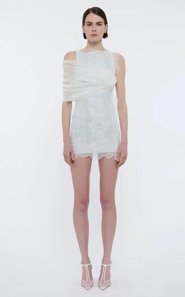 Christopher Esber Calla Lace Veil Silk Mini Dress