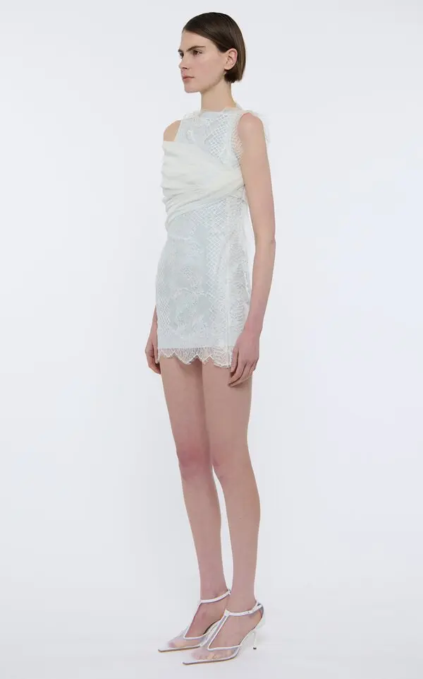 Christopher Esber Calla Lace Veil Silk Mini Dress