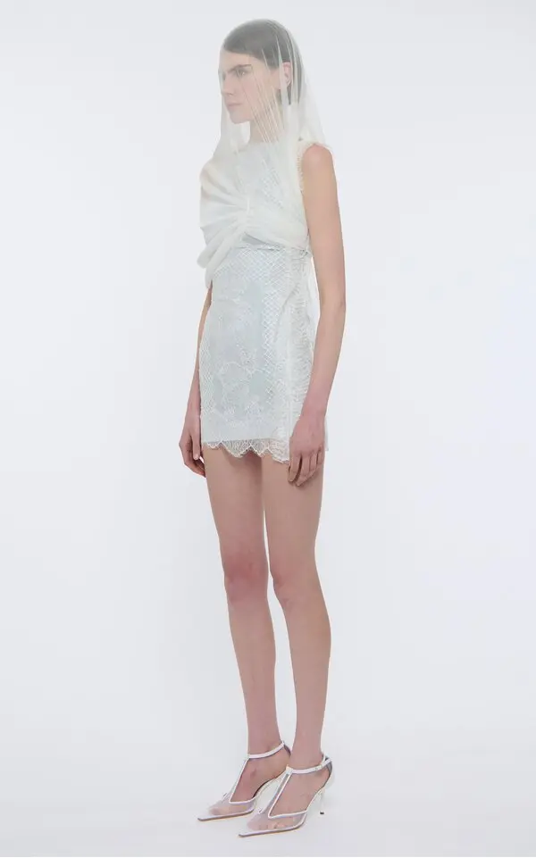 Christopher Esber Calla Lace Veil Silk Mini Dress