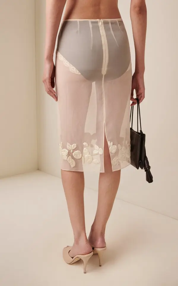 Magda Butrym Embroidered Silk Midi Skirt