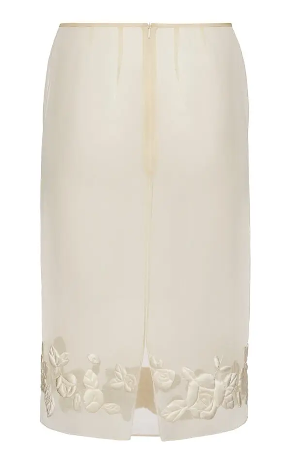 Magda Butrym Embroidered Silk Midi Skirt