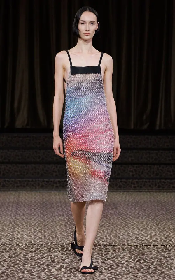 Christopher Esber Droplet Pebble Scoop Back Silk Midi Dress - Multi